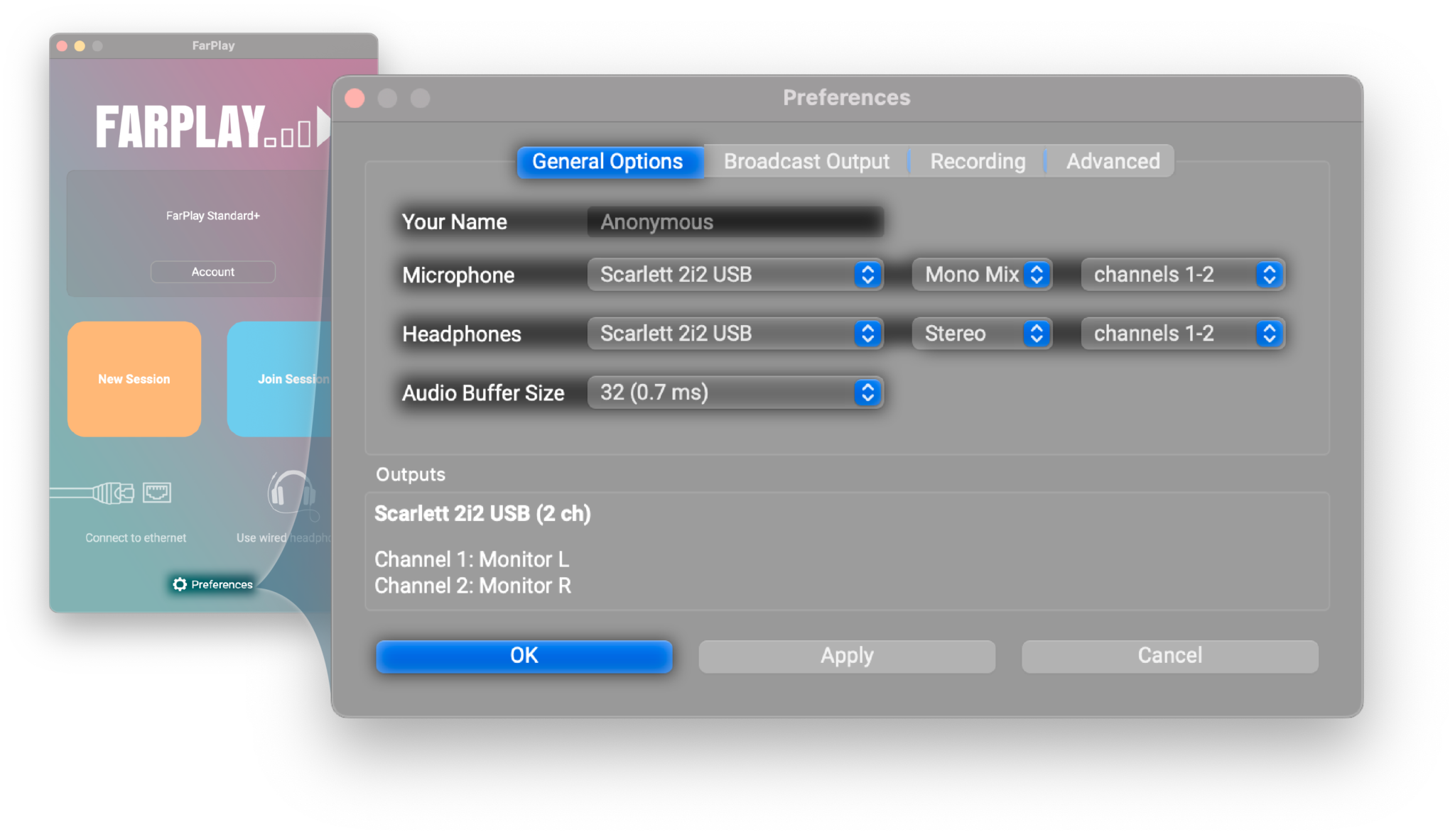 SETUP USING AUDIO INTERFACE – FarPlay
